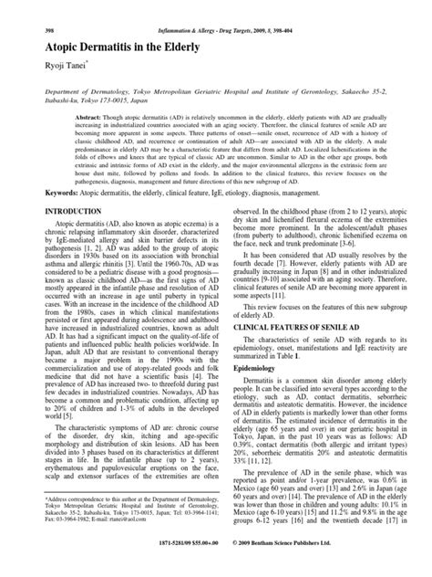 Atopic Dermatitis In The Elderly Pdf T Helper Cell Allergen