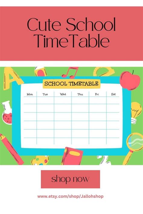 Cute School Timetable Planner