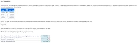 Solved Lifo Liquidation With The Oldest Layer Of 150 000