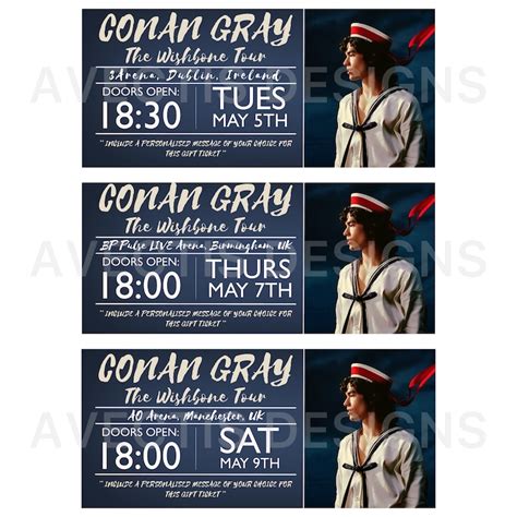Personalised Concert Ticket Conan Gray The Wishbone Tour 2026 T