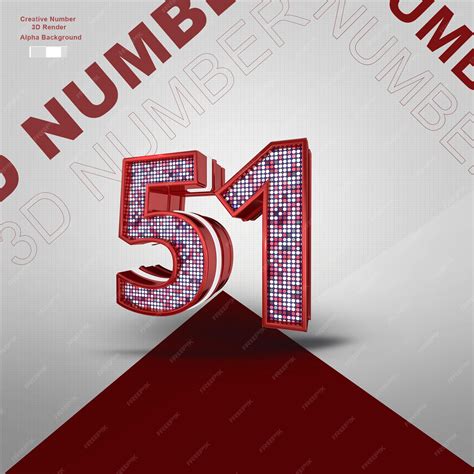 Premium Psd Red 3d Number 51