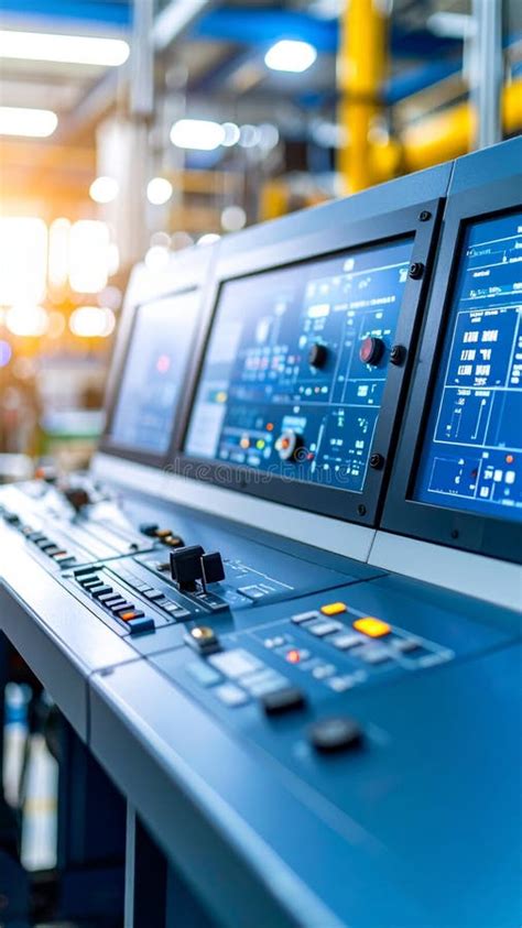 Control Panel In Manufacturing Plant Displays Data And Process