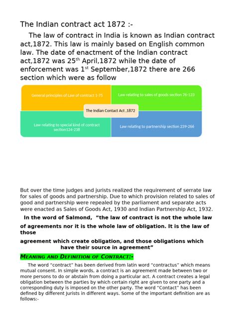 The Indian Contract Act 1872 Pdf