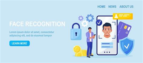 Face Recognition And Data Safety Man Getting Access To Data After Biometrical Checking Person