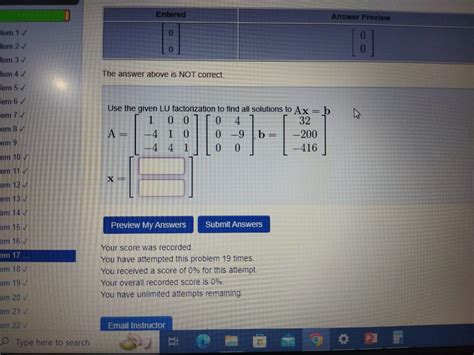 Solved Use The Given Lu Factorization To Find All Solutions
