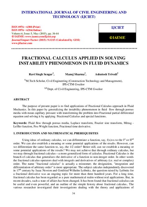 Pdf Fractional Calculus Applied In Solving Instability Phenomenon In