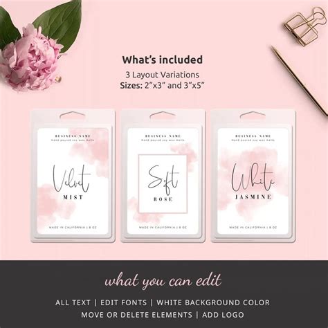 Wax Melt Labels Printable Clamshell Packaging Label Template Diy
