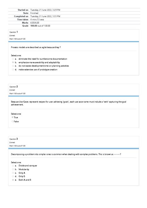 Self Quiz Unit 1 It Is The Unit 1 Self Quiz Of Software Engineering 1 Cs 2401 It Contains A