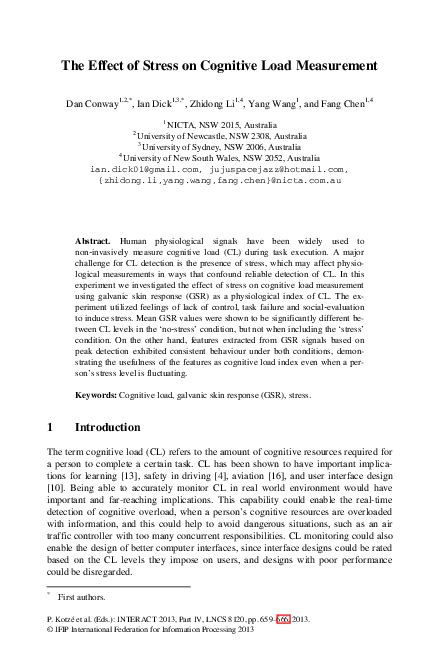 Pdf The Effect Of Stress On Cognitive Load Measurement