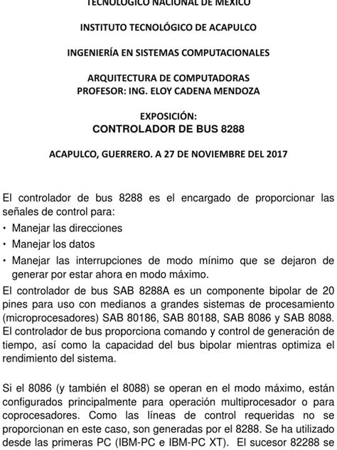 Controlador De Bus 8288 Pdf Microprocesador Almacenamiento De