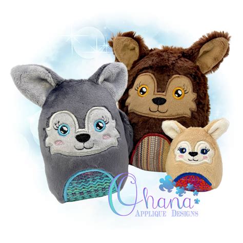 Wolf Eggie Stuffie Embroidery Design Ohana Applique Designs