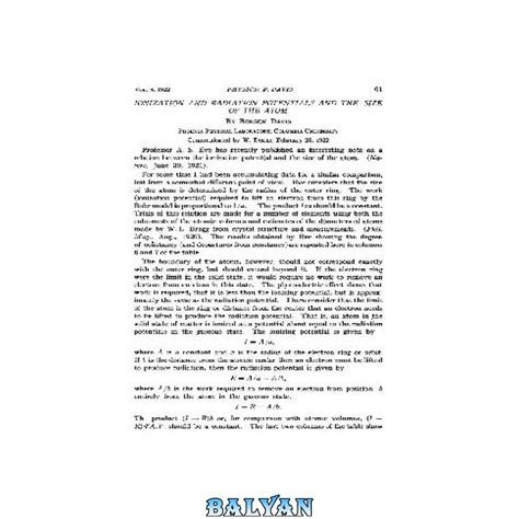 دانلود کتاب Ionization And Radiation Potentials And The Size Of The