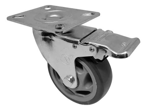 Rodízio De Pvc Cinza 4 Polegadas Giratório Com Freio Mercadolivre