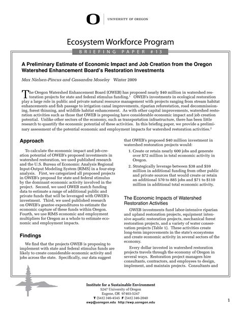 University Of Oregon Ecosystem Workforce Program Pdf Environmental