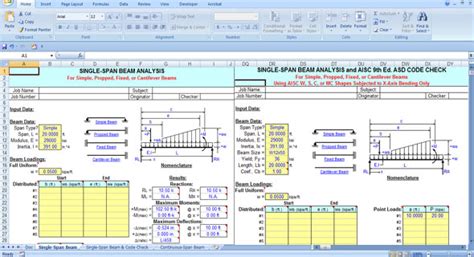Beam Spreadsheet Estimating Program Beam Analysis Software