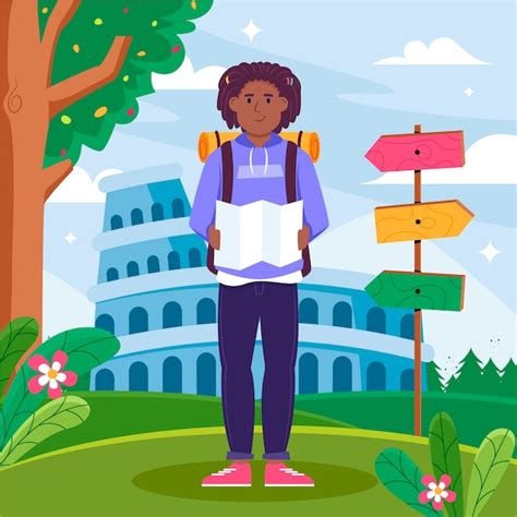 Premium Vector Flat Tourist Illustration