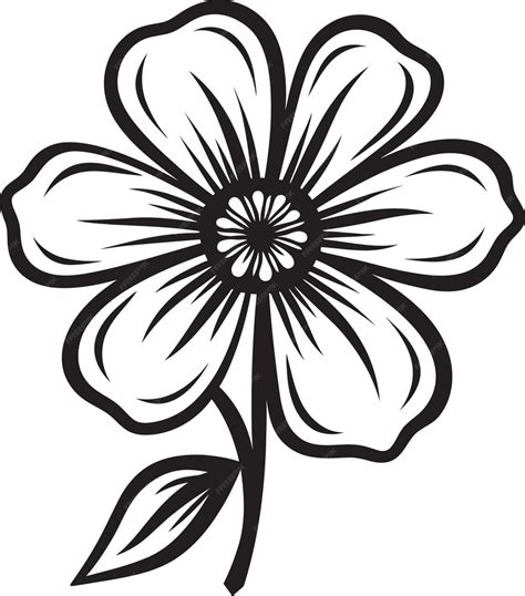 Un Dibujo De Una Flor Que Tiene Una Flor Grande En él Vector Premium