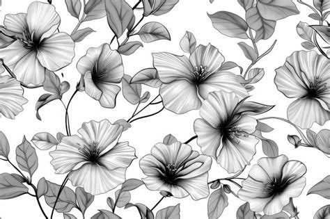 Premium Photo Artisanal Flower Sketches Seamless Pattern For Fabric