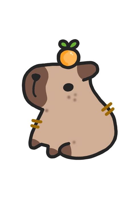 Kawaii Feliz Capibara Página De Colorear Dibujos Animados Bonitos