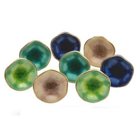Set Of 8 Mixed Colour Ceramic Jordan Crackle Knobs Trinca Ferro