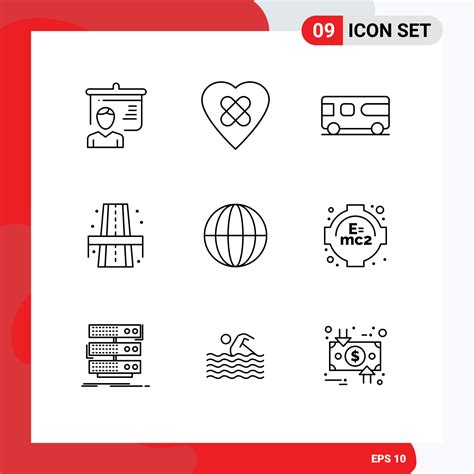 Set Of 9 Modern Ui Icons Symbols Signs For Globe Earth Combo Way Life Editable Vector Design