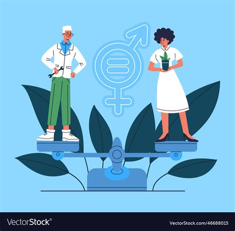 Gender Equality Man And Woman On Scales Royalty Free Vector