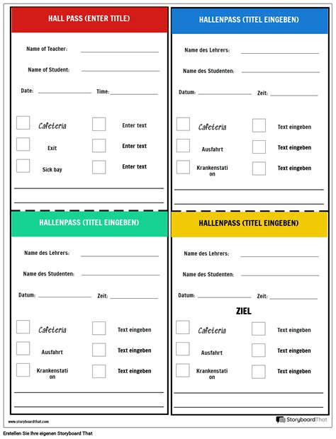 Hall Pass Vorlage Storyboard Von De Examples