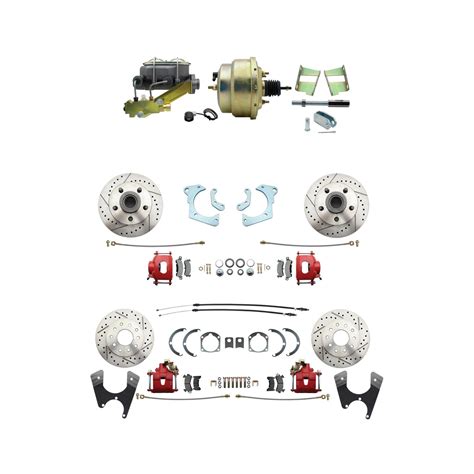 Speedway 65 68 Impala Front And Rear Disc Brake Kit Ds Rotors Red