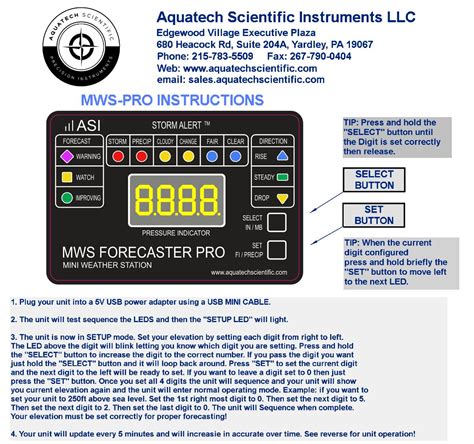 New Mws Mini Weather Station Pro Barometer Black Desktop Aquatech Scientific