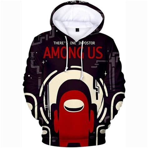Among Us Red Pattern Graphic 3d Printed Hooded Hoodie Kaibatime