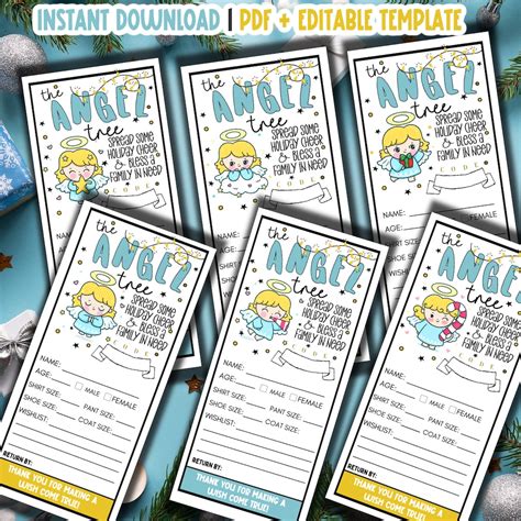 Angel Tree T Tags Editable Giving Tree T Tag Template