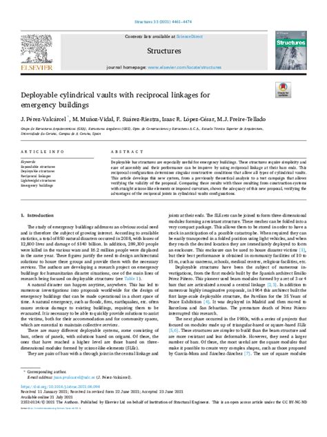 pdf deployable cylindrical vaults with reciprocal linkages for