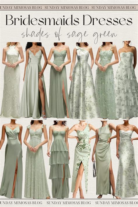 Sage Green Bridesmaid Dresses Mismatched Floral Satin And Ruffle