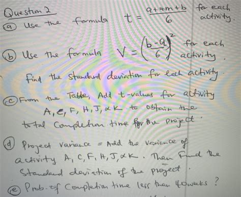Solved A Determine The Expected Time For Each Activity B