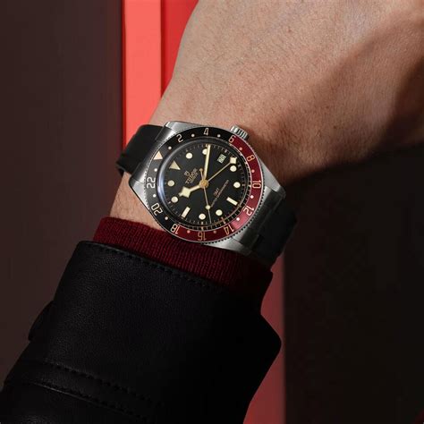 Tudor Black Bay 58 Gmt 39mm Black And Burgundy Rubber Watch