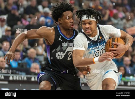 Minnesota Timberwolves Guard Terrence Shannon Jr Right Takes The