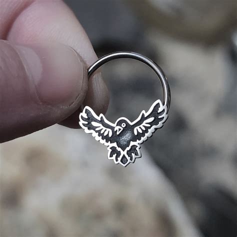 Raven Septum Daith Ring Metal Lotus