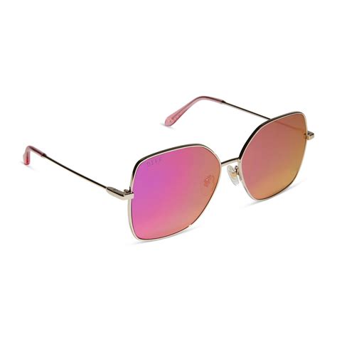 Iris Square Sunglasses Gold And Pink Rush Mirror Diff Eyewear