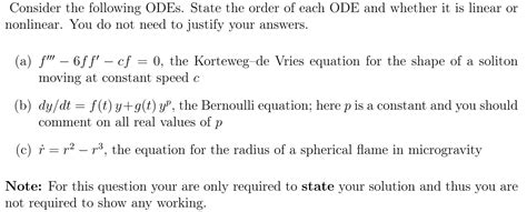 solved consider the following odes state the order of each