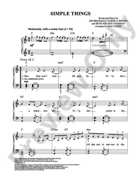 Simple Things Easy Piano Jim Brickman Digital Sheet Music Download