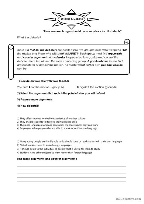 How To Debate In Class English Esl Worksheets Pdf And Doc