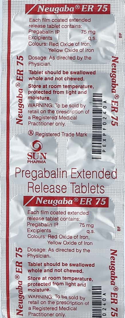 Neugaba Er 75 Mg Tablet 10 Uses Side Effects Price And Dosage