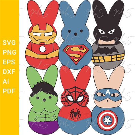 Easter Superhero Svg Easter Peeps Svg Easter Bunny Superheroes