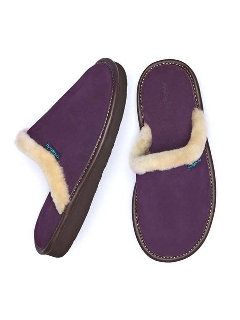 Vitoria Deep Violet Purple Classic Suede Mule Slippers Moshulu Moshulu