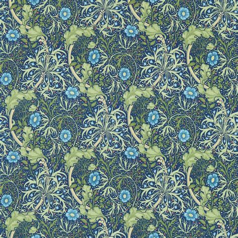 Seaweed Fabric In Cobalt Thyme By Morris And Co