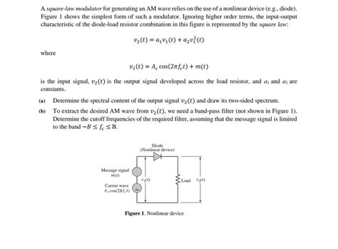 Solved A Square Law Modulator For Generating An Am Wave