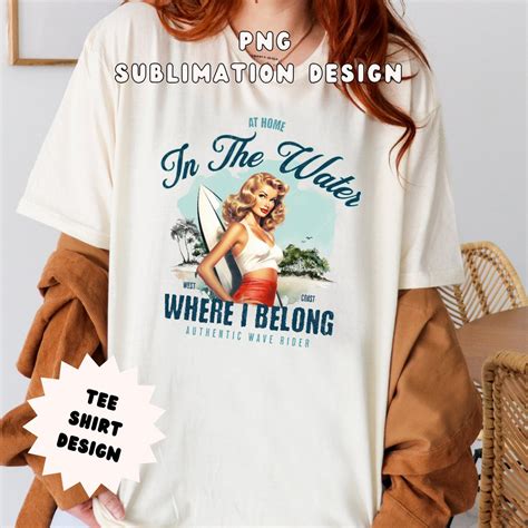 Pin Up Surfer Girl Png Sublimation Design For A T Shirt Vintage