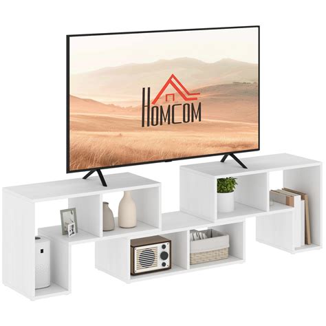 Homcom Three Block Modular Tv Stand White Wood Effect Dla Domu Do