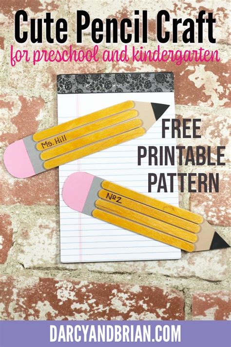 Popsicle Stick Pencil Craft Template Darcy And Brian Shop