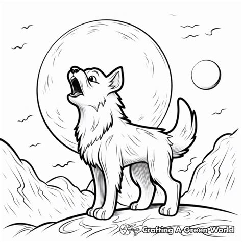 Wolf Howling At The Moon Coloring Pages Free And Printable
